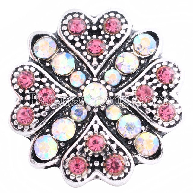Clear Crystal and Pink Iridescent Sandy Snap Interchangeable Charm ...